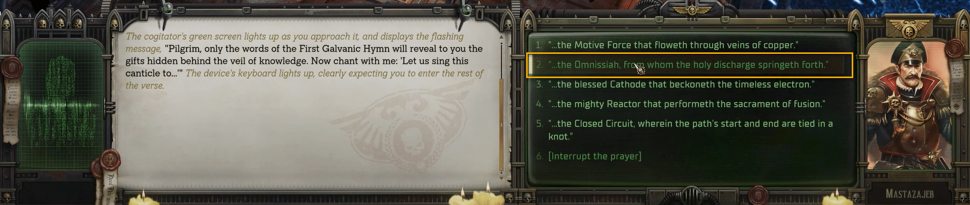 Cenobium Hymn Cogitator Puzzle Solution in Warhammer 40K Rogue Trader