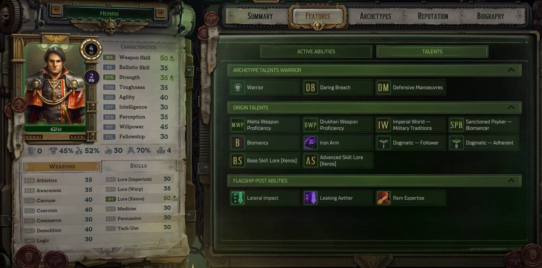 Warhammer 40K Rogue Trader: Heinrix Warrior & Assassin Build - Games Fuze
