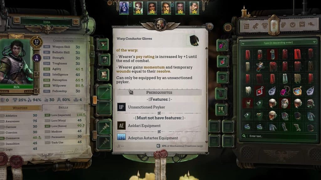 Idira Spellcaster Psyker Build Guide in Warhammer 40K Rogue Trader